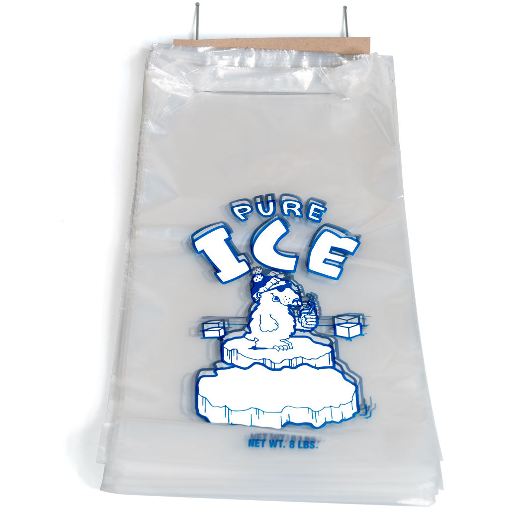 8 lb Pure Ice Bags on Wire Wicket (1000 Bags/Case) – Ice Bags Direct