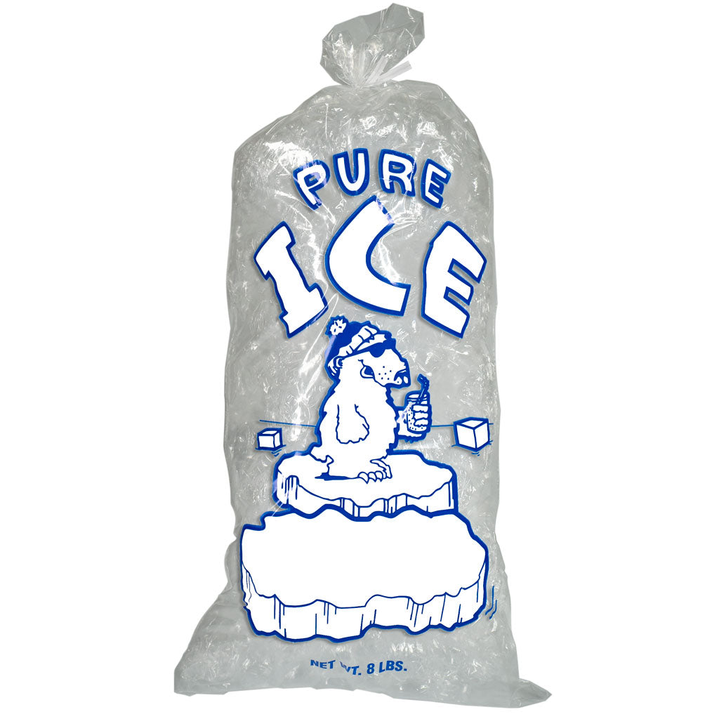 8 lb Ice Bags 1.25 Mil "Pure Ice" (1,000 Bags/Case) with Twist Ties ...
